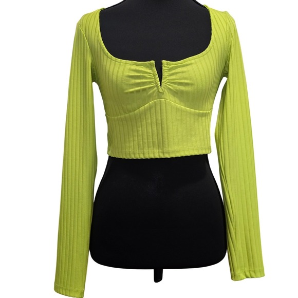 Zara | Tops | Zara Long Sleeve Crop Top Lime Green Medium Streetwear ...